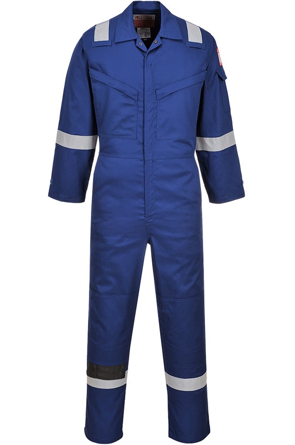 Portwest FR21 Royal Blue Bizflame Work FR Super Lightweight Anti-Static Coverall (PW-FR21RBR ...