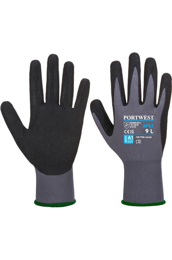 Portwest AP62 Dermiflex Aqua Glove Grey/Black (10pk) (PW-AP62 ...