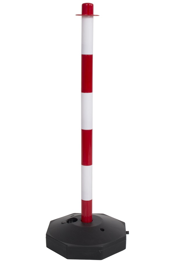 Red and White Plastic Safety Post with base (PC-POST-RW) - SafetyLiftinGear