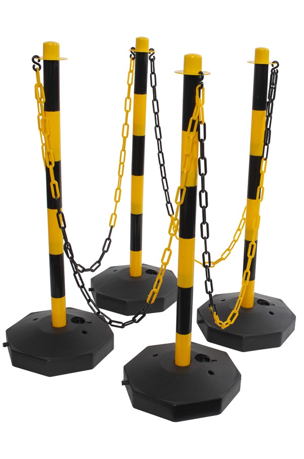 Yellow & Black Plastic Chain Post Set (x4) with 6mtrs of Chain (PC-POST ...