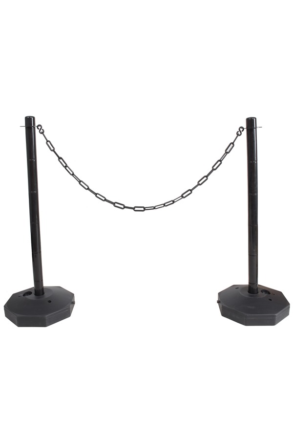 Black Plastic Chain Post Set (x2) with 3mtrs of Chain (PC-POST-SET-B-2 ...