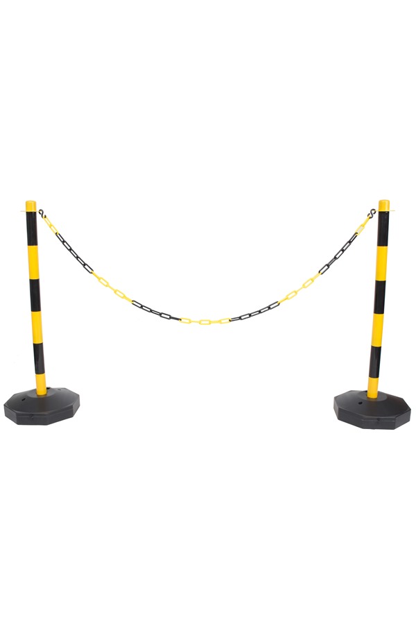 Yellow & Black Plastic Chain Post Set (x2) with 3mtrs of Chain (PC-POST ...